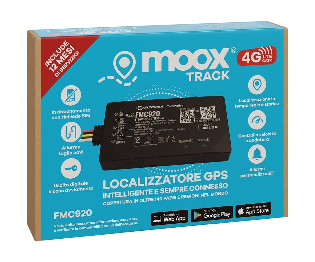 Versione 4G - Localizzatore GPS FMC920 con 12 mesi di servizio - MOOX Track